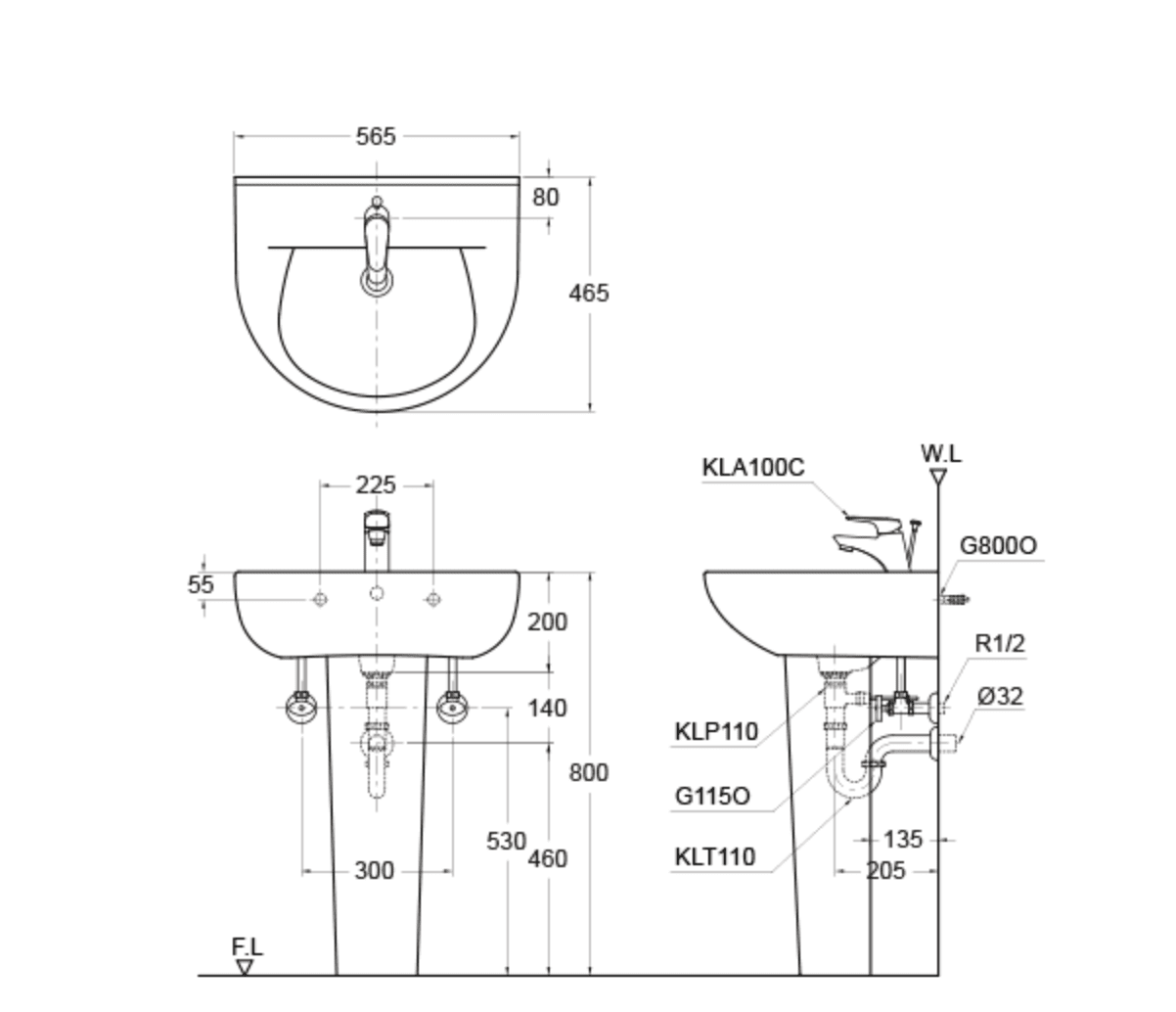 독립형 4인치 세면기 (L2220)